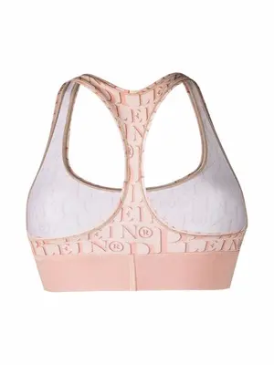 Philipp Plein Logo Print Studded Bra