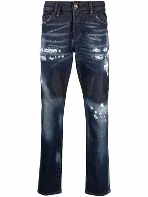 Philipp Plein Raw Edge Hem Jeans For Men