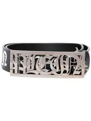 Philipp Plein Logo-plaque Leather Belt - Black