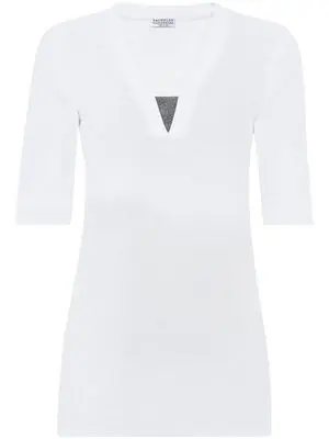 Brunello Cucinelli Monili Chain-embellished T-shirt - White