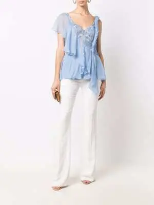Alberta Ferretti Ruched Lace Detail Top
