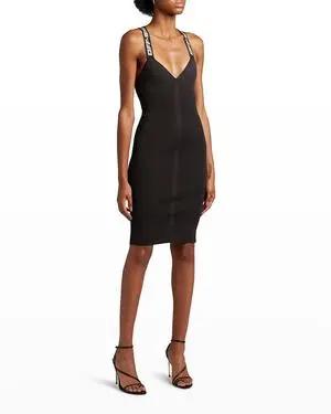 Off-White Logo-straps Bustier Dress Black Grey