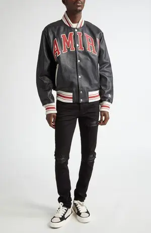 Amiri Mx1 Leather Patch Ripped Skinny Jeans - Black Od