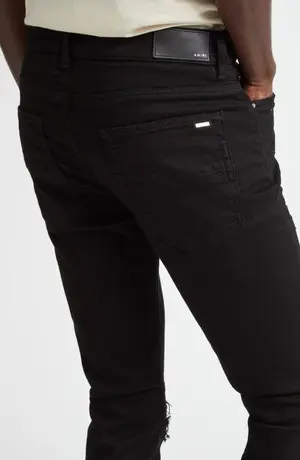 Amiri Mx1 Leather Patch Ripped Skinny Jeans - Black Od