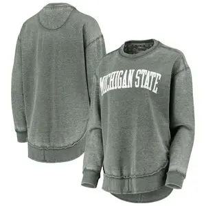 PRESSBOX Michigan State Spartans Vintage Wash Pullover Sweatshirt - Green
