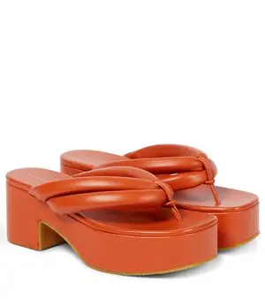Dries Van Noten Leather Platform Thong Sandals