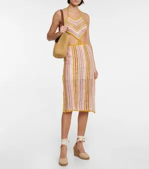 Anna Kosturova Ring Halterneck Crochet Dress