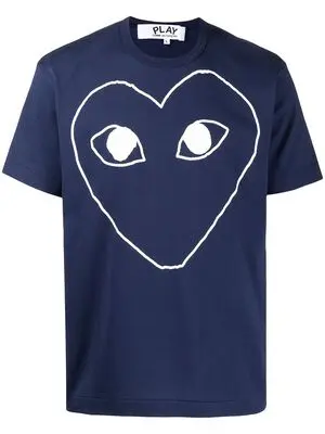 Play Comme Des Garcon Logo-print Short-sleeved T-shirt - Blue