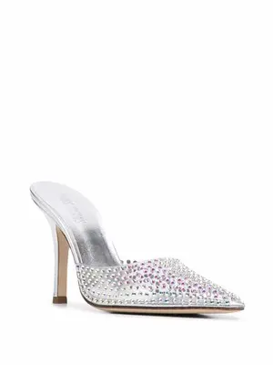 Paris Texas 95mm Hollywood Crystal-embellished Mules - Silver