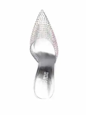 Paris Texas 95mm Hollywood Crystal-embellished Mules - Silver