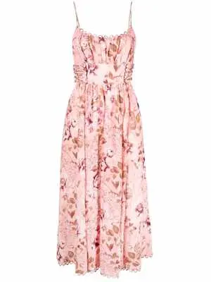 knee length dresses for ladies Alchemy Pink Paisley Structured Scarf Tie Midi Dress main image 0