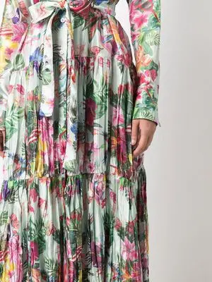 Golden Goose Floral-Print Ruched Maxi Dress - Green | Editorialist