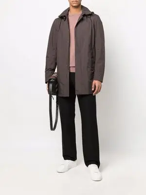 Herno Hooded Zip-up Raincoat - Brown