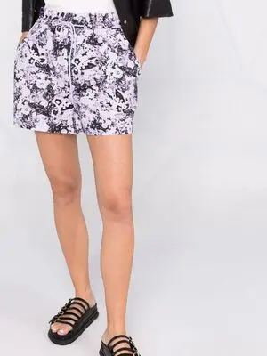 Remain Birger Christensen Paperbag Waist Abstract Pattern Shorts