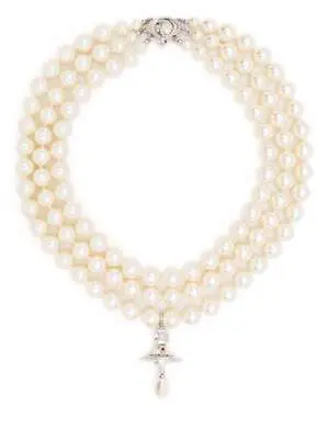 VIVIENNE WESTWOOD Three-row Pearl Choker Necklace - White
