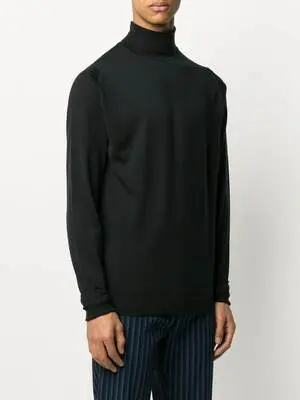 John Smedley Wool Roll Neck Jumper - Black