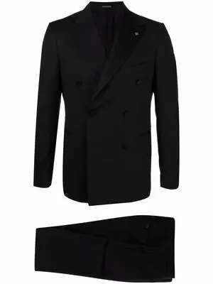 Tagliatore Fitted Double-breasted Suit - Black