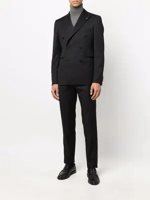 Tagliatore Fitted Double-breasted Suit - Black