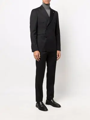 Tagliatore Fitted Double-breasted Suit - Black