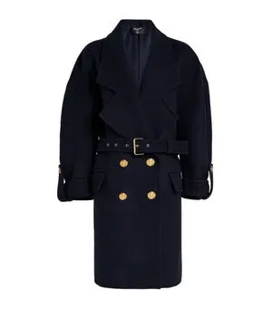 Balmain Wool-cashmere Belted Coat