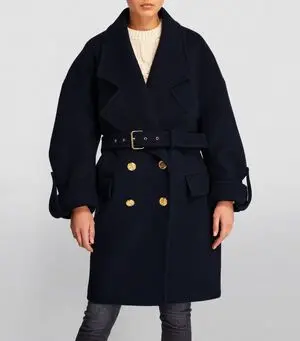 Balmain Wool-cashmere Belted Coat