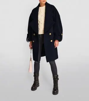 Balmain Wool-cashmere Belted Coat