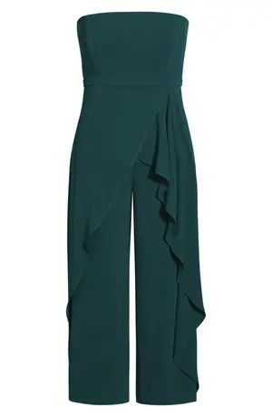 City Chic Strapless Ruffle Jumpsuit