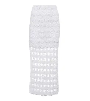 Anna Kosturova Rosette Crochet Midi Skirt - White