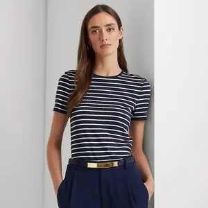 Ralph Lauren Striped Stretch Cotton Tee French Navy/white