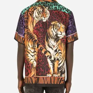 Dolce & Gabbana Tiger-print Silk Hawaiian Shirt