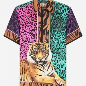 Dolce & Gabbana Tiger-print Silk Hawaiian Shirt