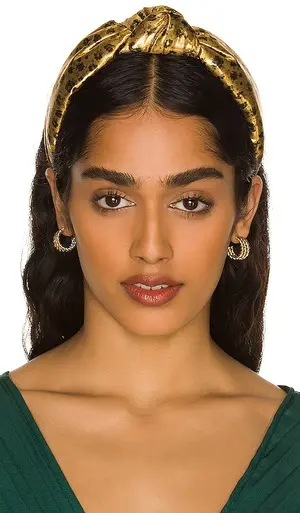 Lele Sadoughi X Loveshackfancy Printed Knotted Headband In Taupe