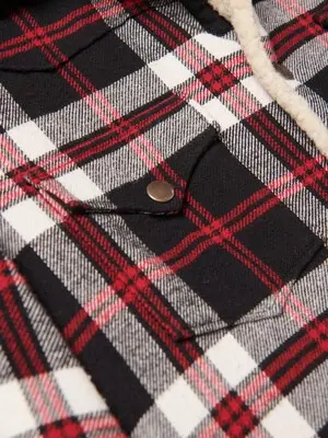 Saint Laurent Oversized Sherpa-lined Checked Cotton-blend Overshirt