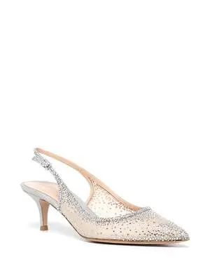GIANVITO ROSSI Regina 55mm Slingback Pumps - Silver