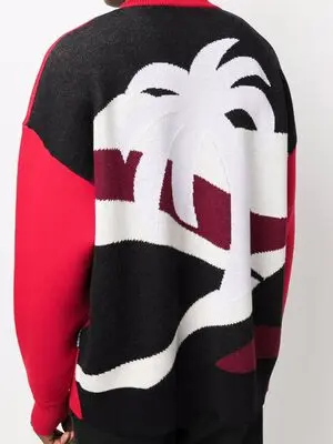 Palm Angels Intarsia-knit Palm Tree Jumper - Red