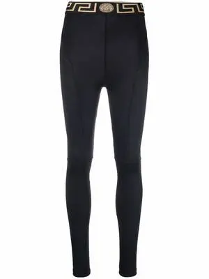 Versace Greca Waistband Performance Leggings - Black