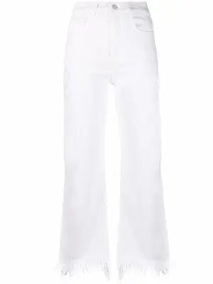 Maje Frayed Straight-leg Jeans - White