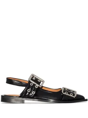GANNI GANNI Buckled Slingback Shoes With Eyelet Detailing