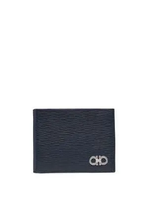 FERRAGAMO Gancini Bi-fold Leather Wallet - Blue