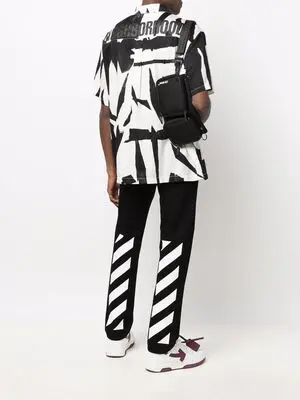 Off-White Diag-stripe Print Slim Fit Jeans - Black