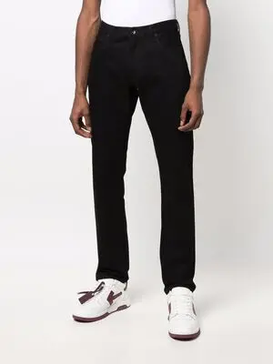 Off-White Diag-stripe Print Slim Fit Jeans - Black