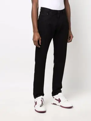 Off-White Diag-stripe Print Slim Fit Jeans - Black