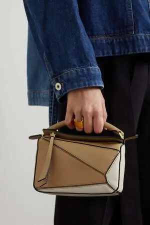 Loewe Tan Puzzle Mini Color-block Leather Shoulder Bag Tan