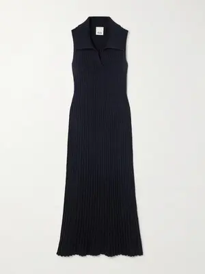 ALLUDE Ribbed Cashmere Midi Dress