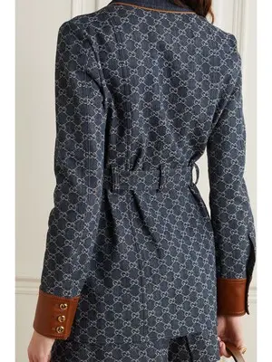 Gucci Net Sustain Leather-trimmed Organic Denim-jacquard Jacket