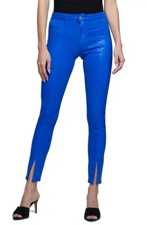 L'Agence L'AGENCE Jyothi High-Rise Skinny Jeans Electric Blue Coated