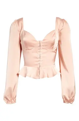 Astr The Label Satin Peplum Top
