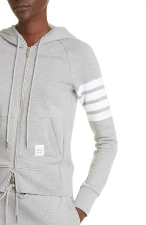 Thom Browne 4-bar Cotton Hoodie - Light Grey