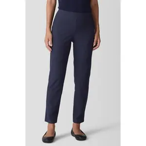 Eileen Fisher Slim Ankle Stretch Crepe Pants - Ink