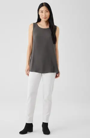 Eileen Fisher Slim Ankle Stretch Crepe Pants - White
